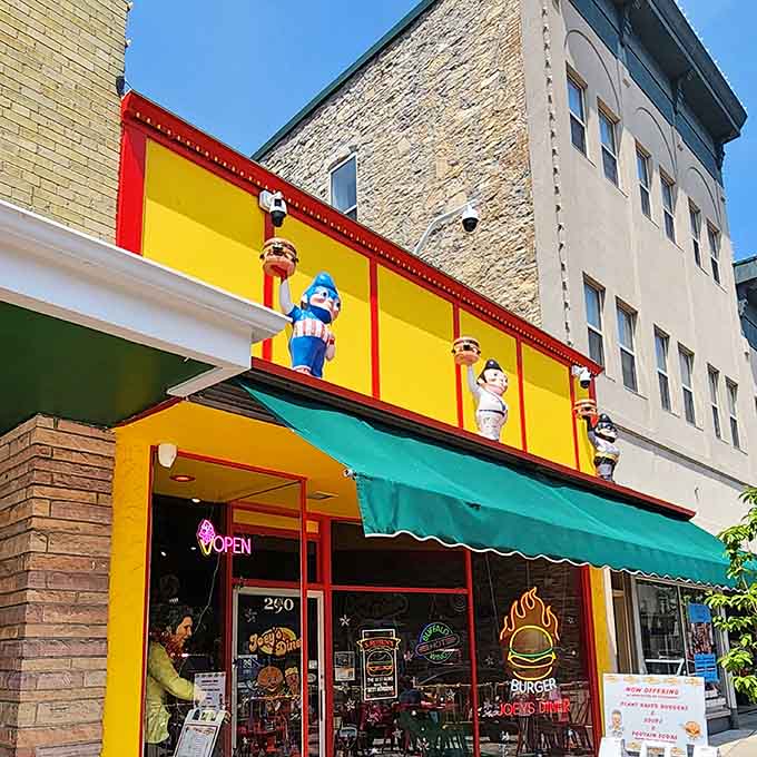 Yellow, red, and pure joy: Joey's Diner announces itself like a beacon of happiness on downtown Waukesha's streetscape.