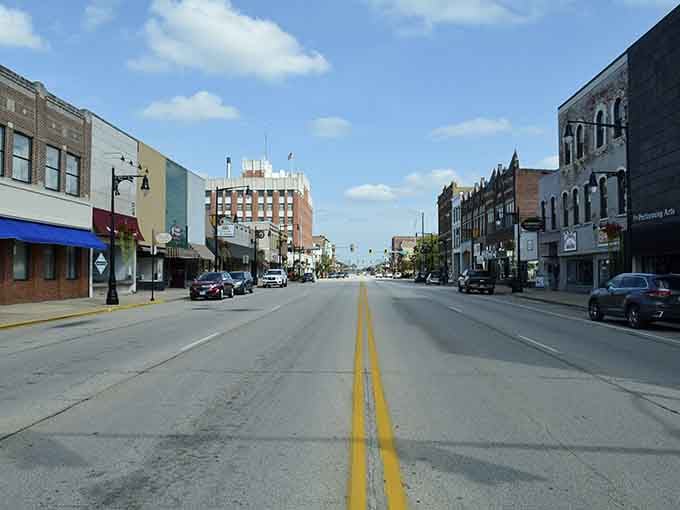 Wide streets lined with historic buildings create the kind of authentic American downtown that's becoming beautifully rare these days.