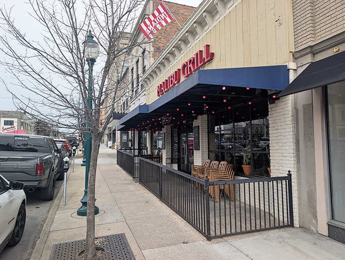 That blue awning on Kirkwood Avenue is your beacon to seafood excellence in the heart of Indiana.