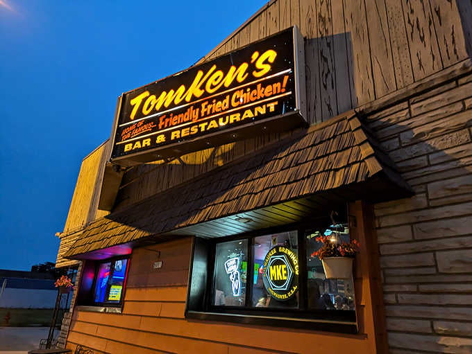 That yellow sign isn't just advertising, it's making a promise TomKen's Bar & Grill keeps every single day.