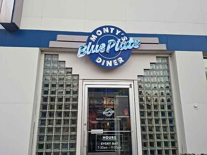 That distinctive blue and white exterior announces you've found breakfast nirvana in a former gas station.