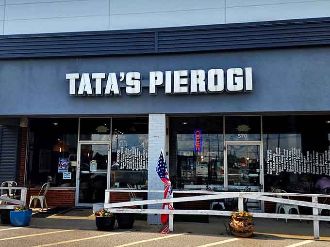 Clean lines and bold letters make finding your pierogi destination easier than parallel parking in downtown Chicago.