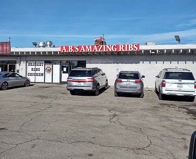 That red sign isn't just announcing a restaurant; it's broadcasting a barbecue beacon to hungry souls across Dearborn Heights.
