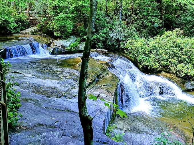 Water cascading over ancient rocks like nature's own spa treatment, minus the cucumber slices.