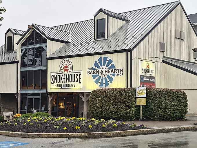 That barn-style building houses some of the best barbecue in Pennsylvania Dutch Country, proving smoke and tradition mix beautifully.