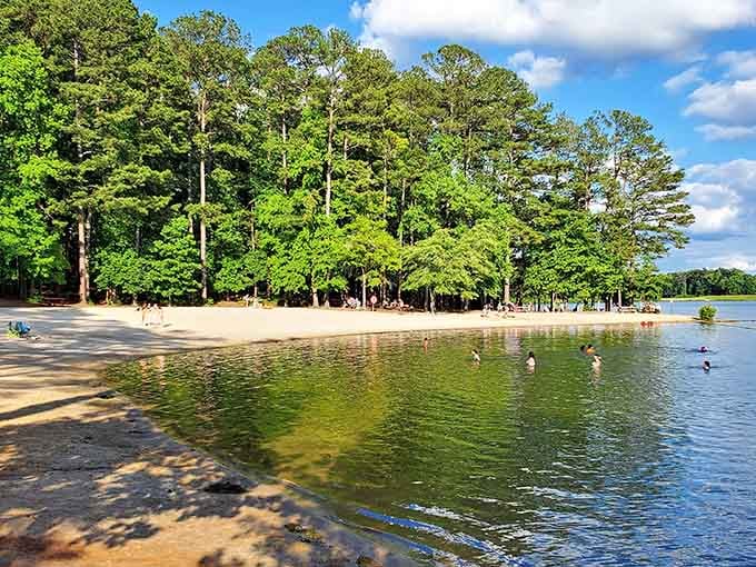The beach at Fort Yargo proves that sometimes the best waterfront doesn't require an ocean or a three-hour drive.