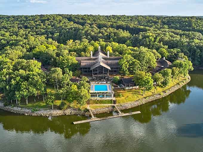That's not a state park lodge, that's a mid-century architectural statement with a pool and ambition.