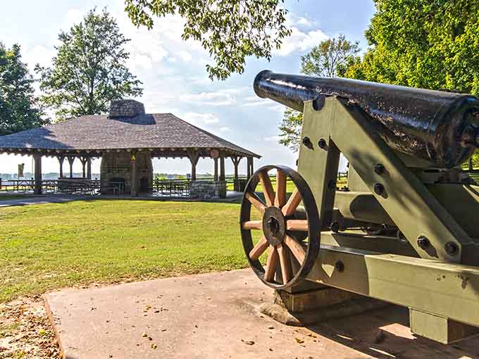 Where soldiers once stood guard, families now spread blankets and watch the Mississippi roll peacefully by.