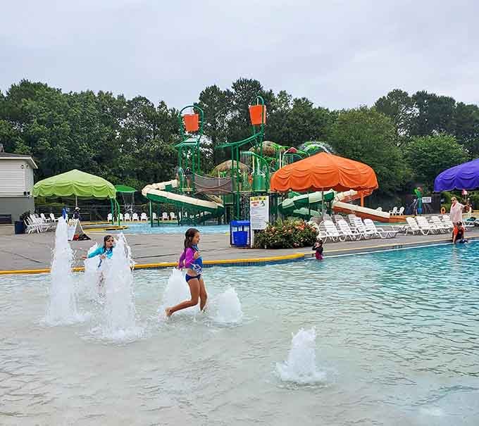 Kids dash through fountains with the kind of unbridled enthusiasm that makes you remember what summer's really about.