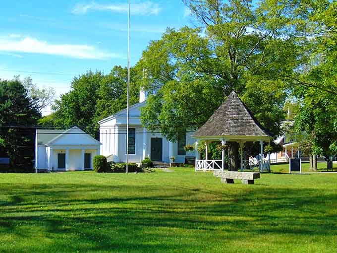 The town green looks like it wandered straight out of a Hallmark movie and decided to stay forever.
