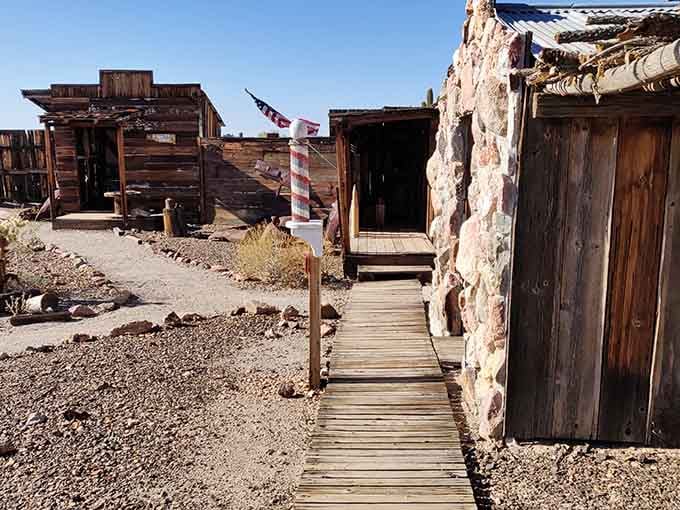 Wooden walkways connect historic structures in this preserved ghost town that's anything but lifeless on visiting days.