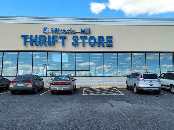 That blue storefront isn't just a thrift store, it's your ticket to retail therapy without the guilt.