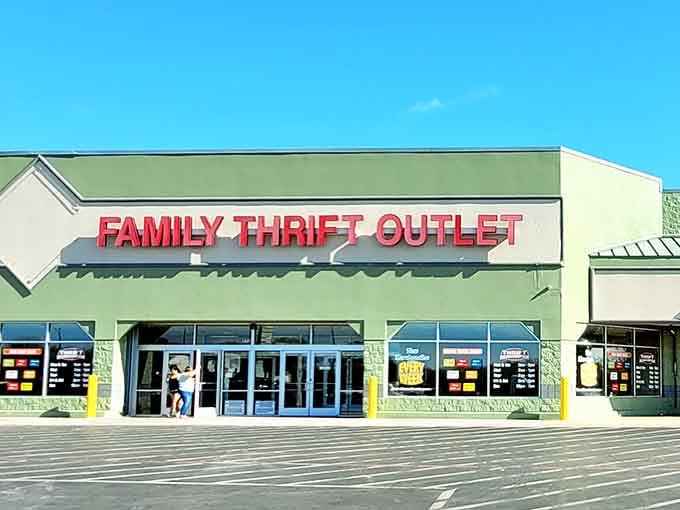 The sign says "Family Thrift Outlet," but regulars call it something else: paradise.