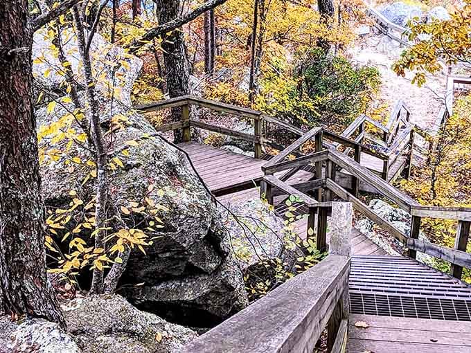 These wooden stairs wind through ancient rocks like a choose-your-own-adventure book, only the views are guaranteed spectacular.