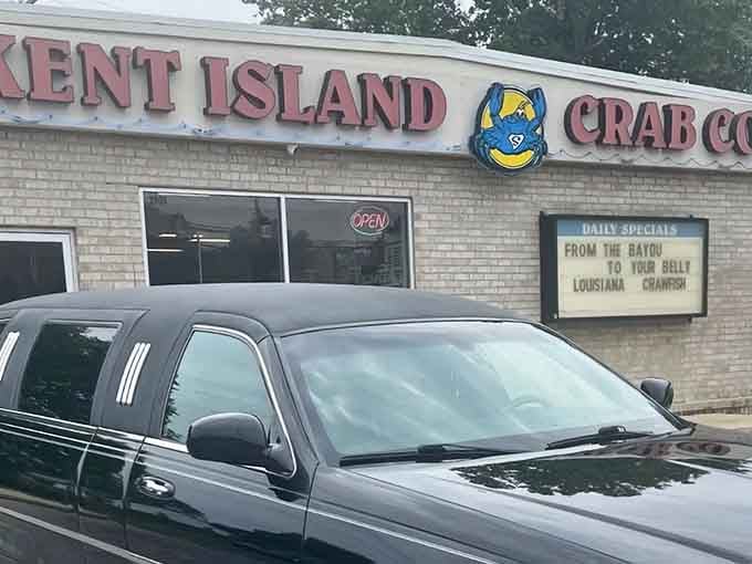 The daily specials board tells today's story: Louisiana crawfish making a guest appearance at this Maryland seafood haven.