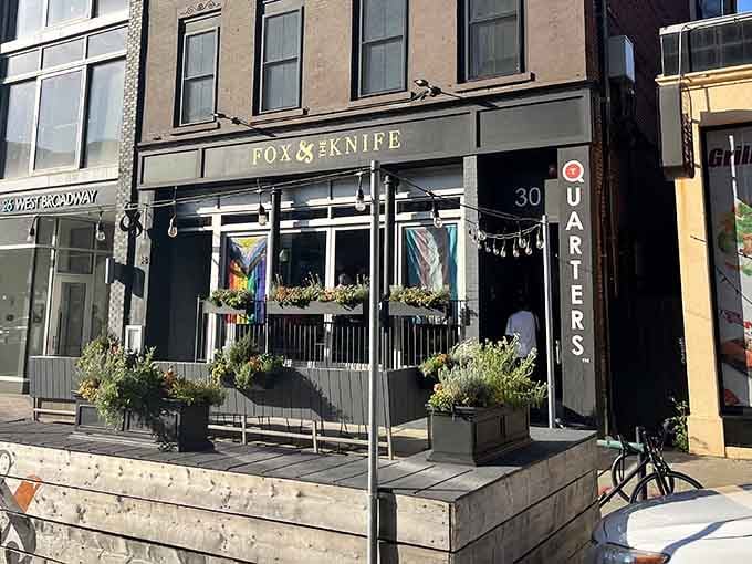 Welcoming location, flower boxes overflowing, and a promise of pasta perfection waiting just beyond those doors