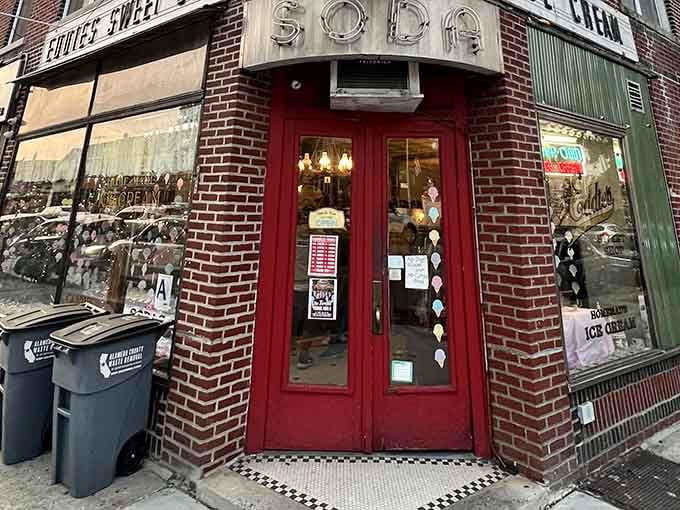 Those red doors open to pure nostalgia, where time stopped and ice cream got infinitely better.