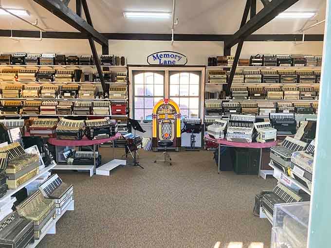 The jukebox stands ready to provide the perfect backdrop while you explore centuries of squeeze-box history.