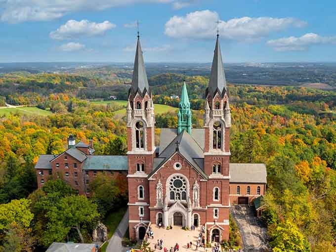 Rising from the Kettle Moraine like a European cathedral that took a wrong turn, Holy Hill commands attention.