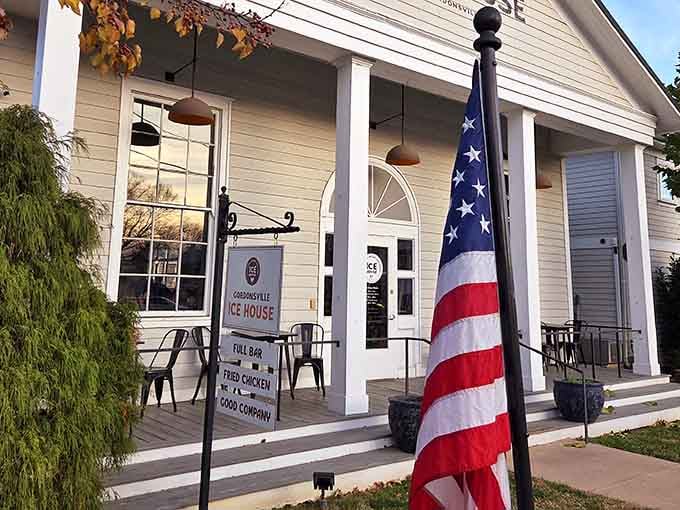 That classic white facade isn't just pretty—it's your beacon to fried chicken paradise in downtown Gordonsville.