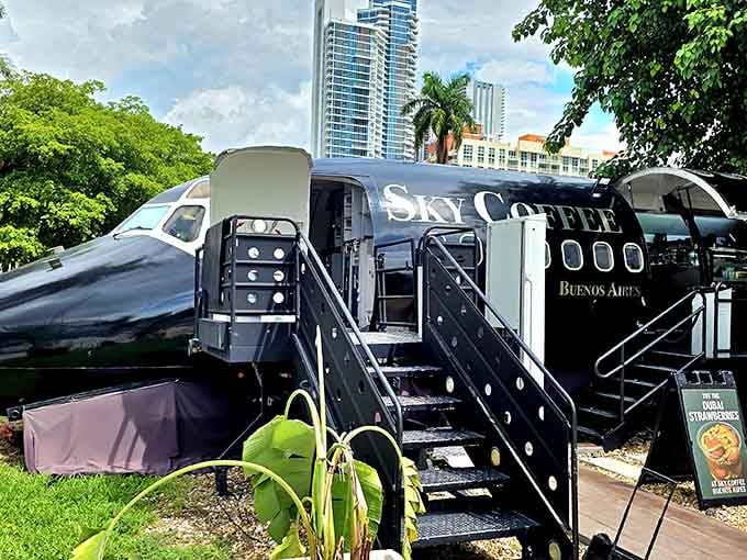 That sleek black fuselage isn't heading to LaGuardia, it's serving cortaditos with a side of aviation nostalgia.