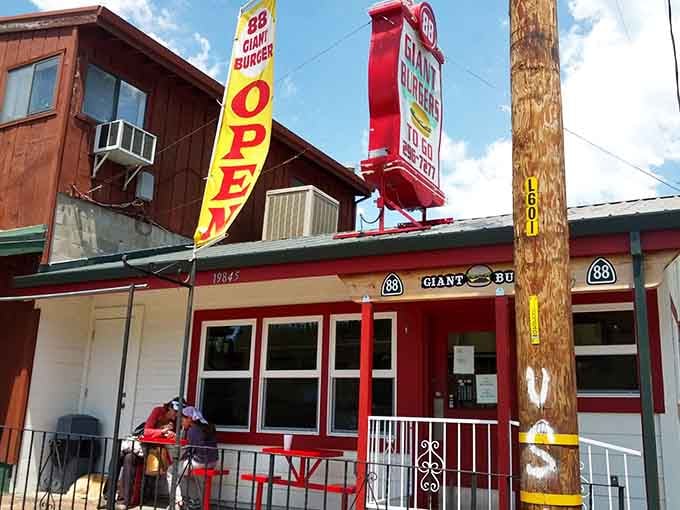 That cheerful red and white exterior isn't just cute&mdash;it's a beacon calling hungry travelers off Highway 88.