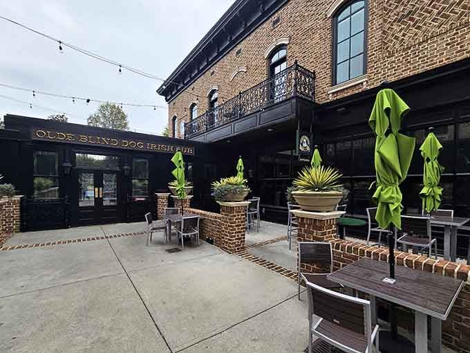 The building's architecture blends old-world pub vibes with Southern brick, creating something wonderfully unique and utterly inviting.