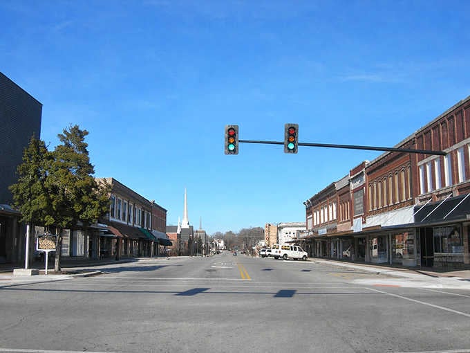 Looking down this street feels like stepping into every great small-town movie, minus the dramatic soundtrack.