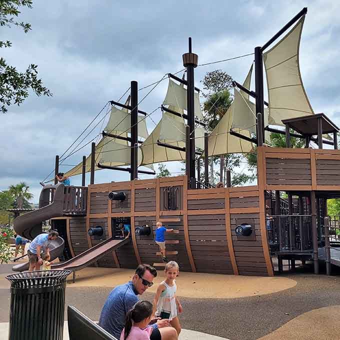 Families gather around this impressive structure that proves South Carolina knows how to build playgrounds that actually deserve the drive.