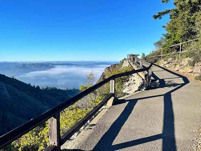 That paved path curving into the clouds isn't a stairway to heaven, just feels like it.