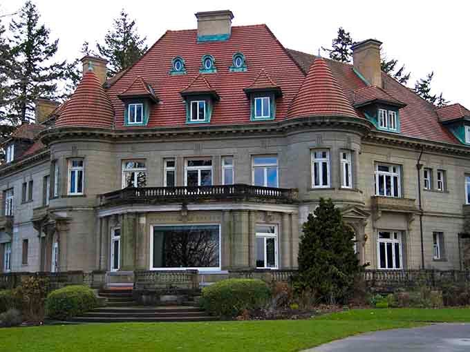 Those circular turrets and ornate stonework aren't just architectural flourishes, they're the mansion's way of saying it doesn't do anything halfway.