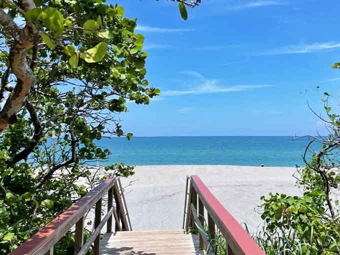 That boardwalk framing the turquoise water isn't just an entrance, it's your personal gateway to paradise.