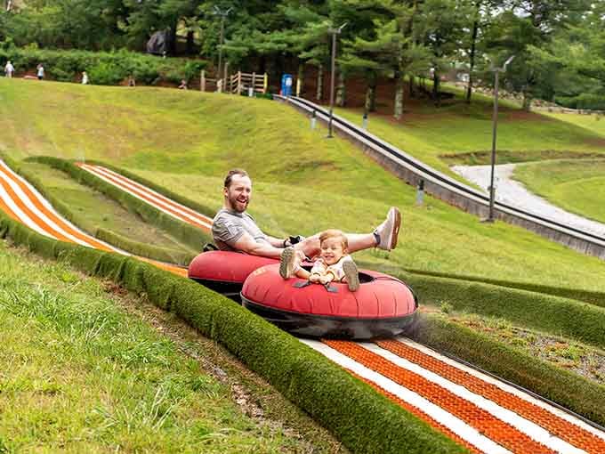 Nothing says "quality family time" quite like hurtling down a mountain together at questionable speeds.