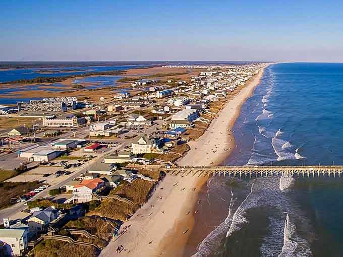A barrier island stretched thin between ocean and sound, somehow fitting an entire charming town in that perfect sliver.