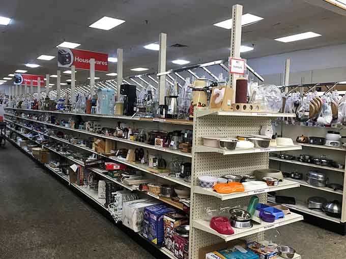 Rows of secondhand possibilities stretch endlessly, making your "quick stop" laughably optimistic from the start.