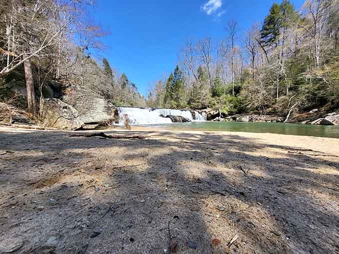 That sandy beach paired with cascading water isn't a mirage, it's your new favorite swimming spot.