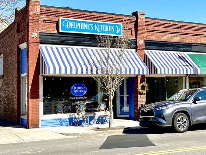 When a storefront looks this inviting on a crisp day, your stomach starts speaking French before you do.