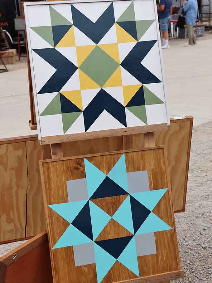 Barn quilt patterns bring folk art tradition into the modern age with geometric precision and vibrant colors.