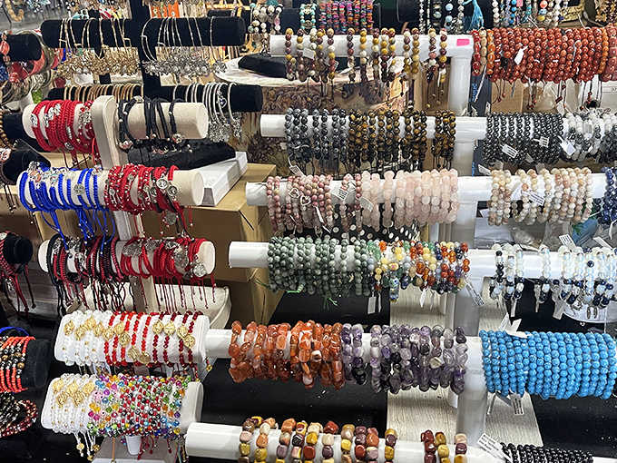 Beaded bracelets in every color imaginable, because your wrist deserves to look like a rainbow had a party.