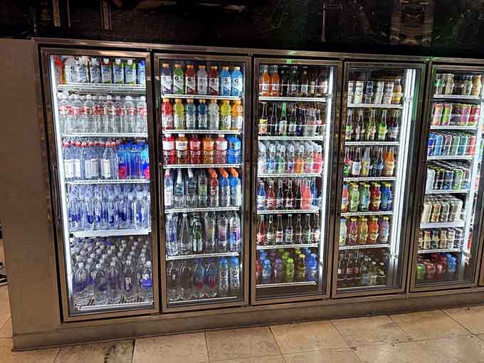 A beverage cooler stocked like they're preparing for either a road trip or the apocalypse&mdash;possibly both scenarios.