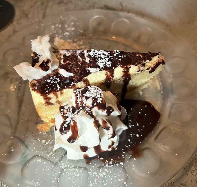 Tiramisu gets the gourmet treatment with layers of coffee-soaked cake and cream that practically melts away.