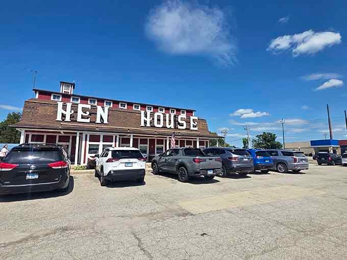The Hen House parking lot tells you everything you need to know about where locals eat breakfast.