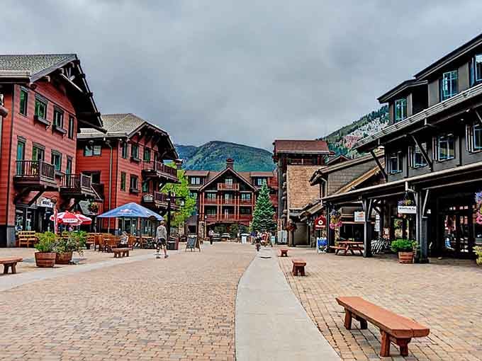 Snowmass Village's pedestrian plaza welcomes visitors with mountain-town charm and architecture that embraces alpine living perfectly.