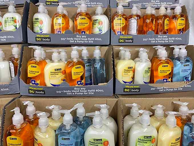 Hand soap selection that rivals any fancy boutique, except your wallet actually survives the shopping trip here.