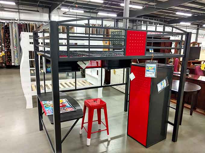 A loft bed that maximizes space and minimizes cost, perfect for college students or adults embracing minimalist living.