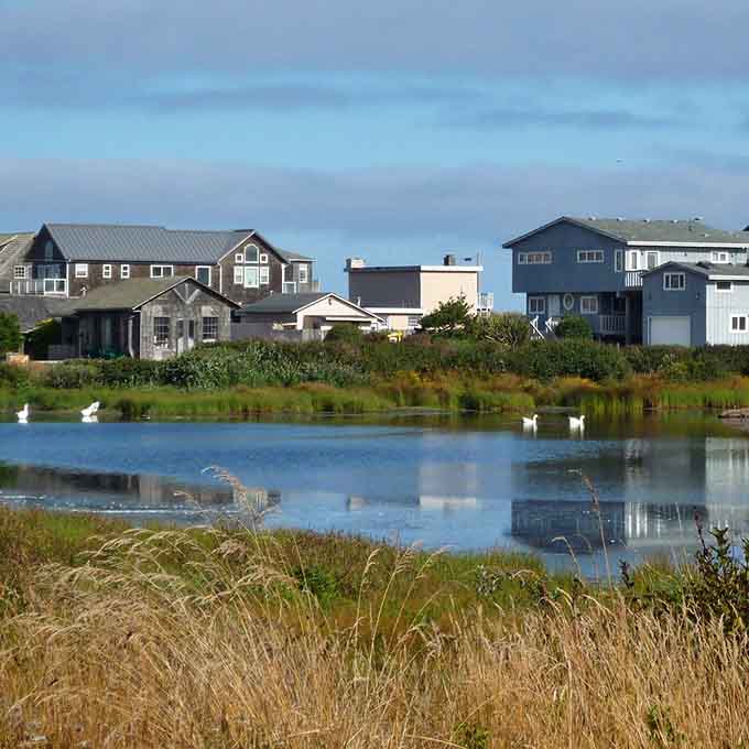 Coastal homes nestle among the dunes where morning coffee comes with complimentary wildlife watching.