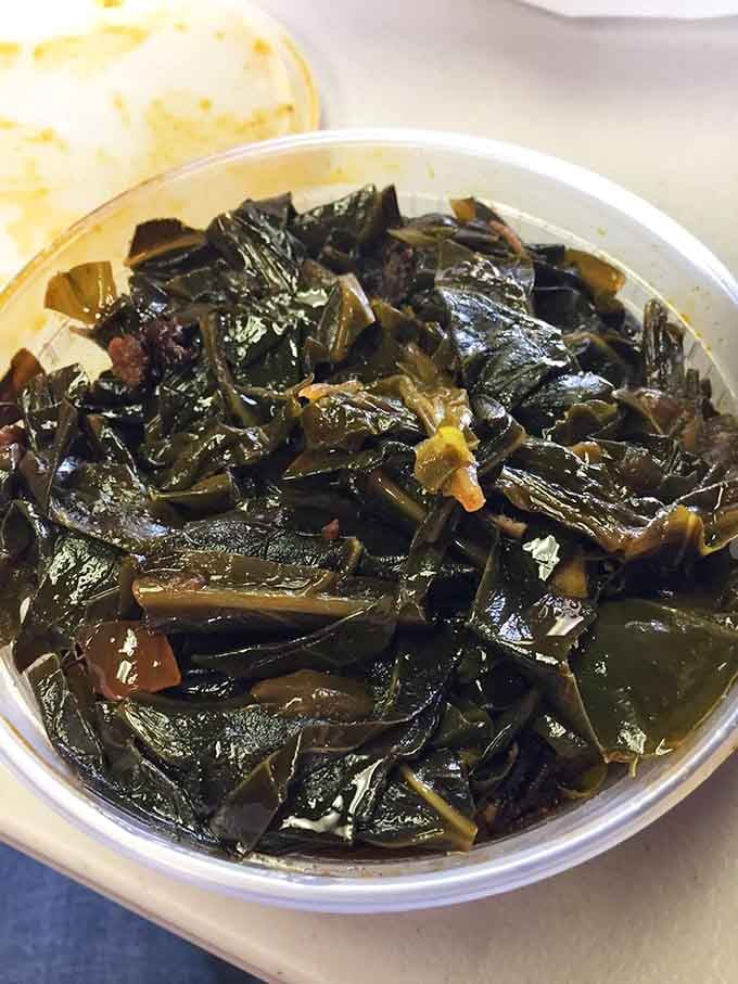 Collard greens cooked low and slow, because even vegetables deserve the barbecue treatment they've been missing.