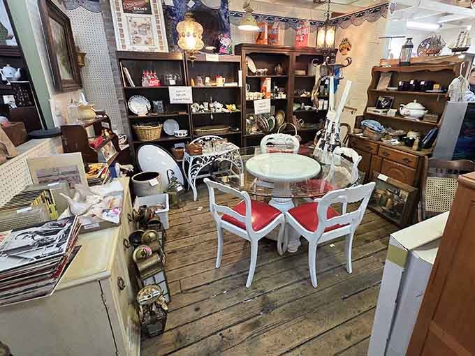 A perfectly set vintage table reminds you that dining rooms used to be gathering places, not just storage for unopened mail.