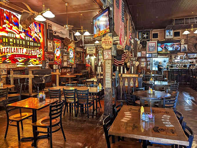 The bar stretches invitingly beneath shelves of spirits, where bartenders mix drinks with the same care as their predecessors.