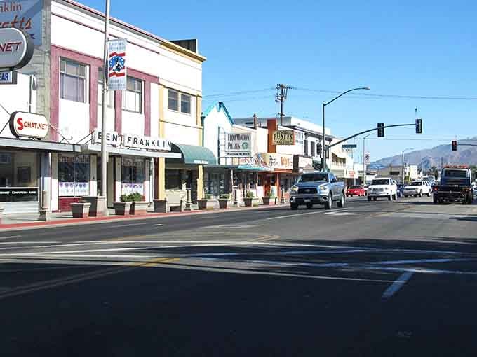 Main Street storefronts line up like a postcard from 1950s California that somehow survived into modern times.